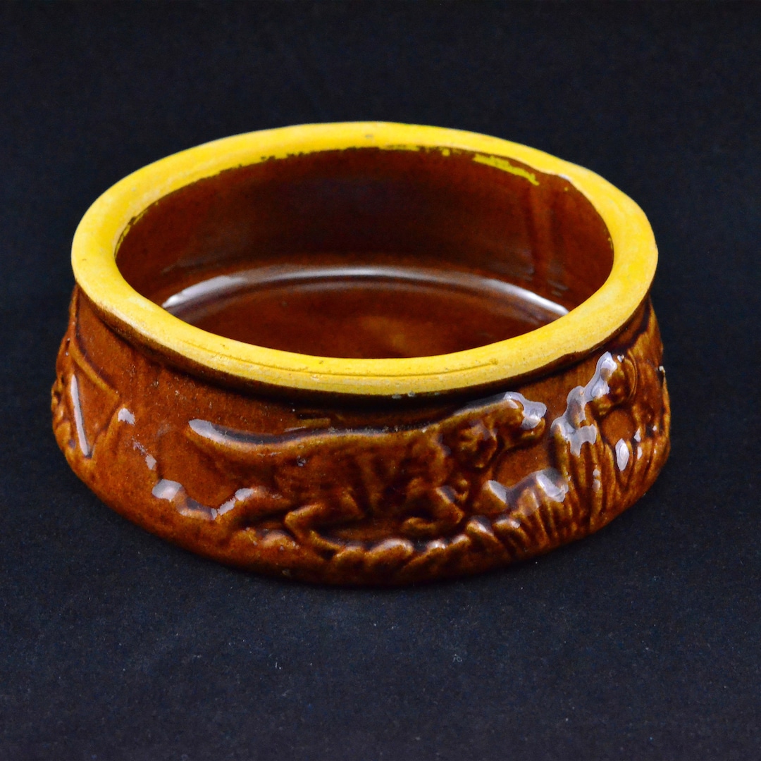 Antique Nelson Mccoy Stoneware Dog Bowl/dish With Hunting Dogs - Pet ...