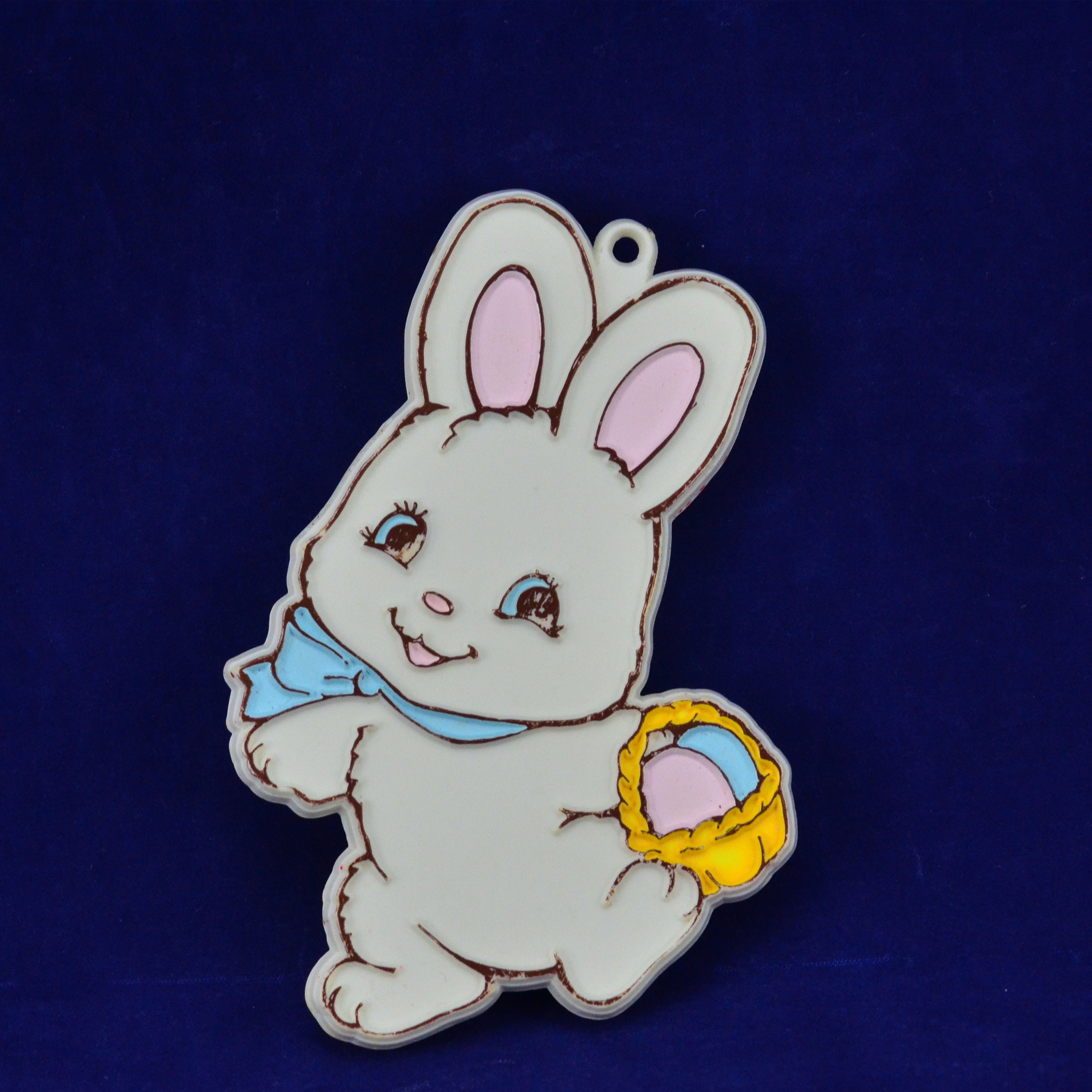 Vintage Hallmark Plastic Easter Bunny with Egg Basket Imprint | Etsy