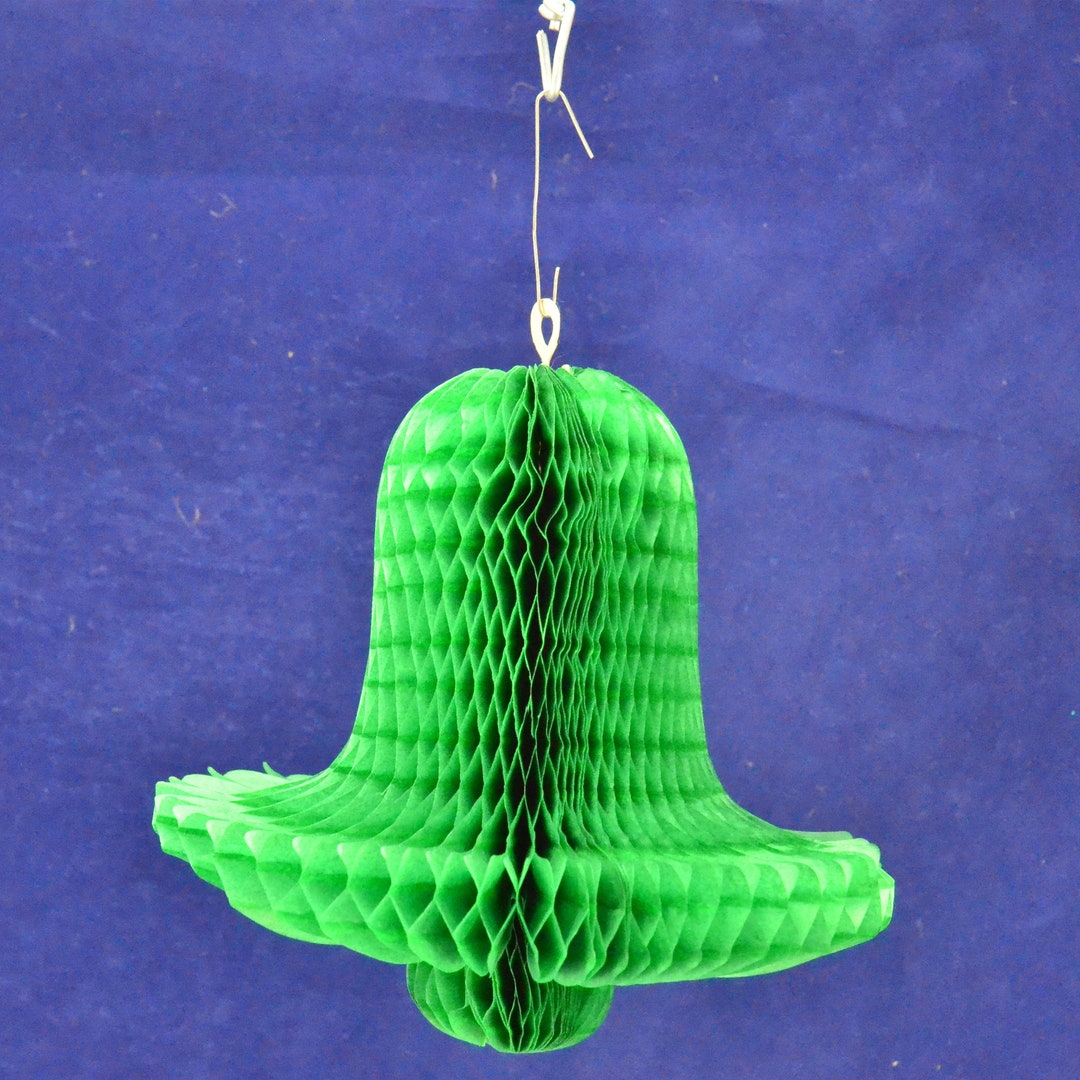 Vintage Hallmark Crepe Paper Honeycomb Green Bell Shaped 3D Fold Out ...