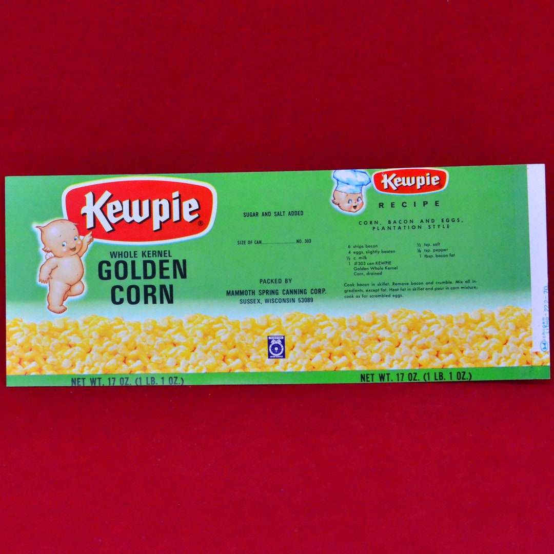 Kewpie Whole Kernel Golden Corn Can Label – Unused - Mammoth Spring ...