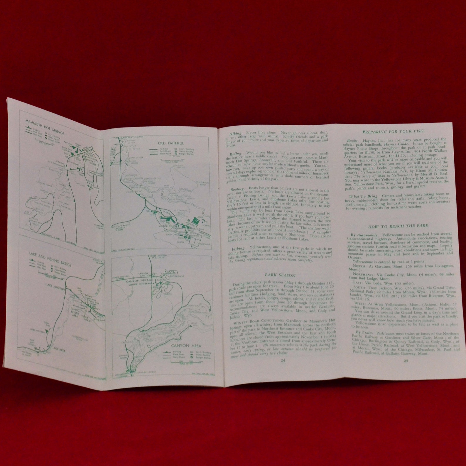 Yellowstone Park Travel Brochure & Map C. 1961 US Department - Etsy