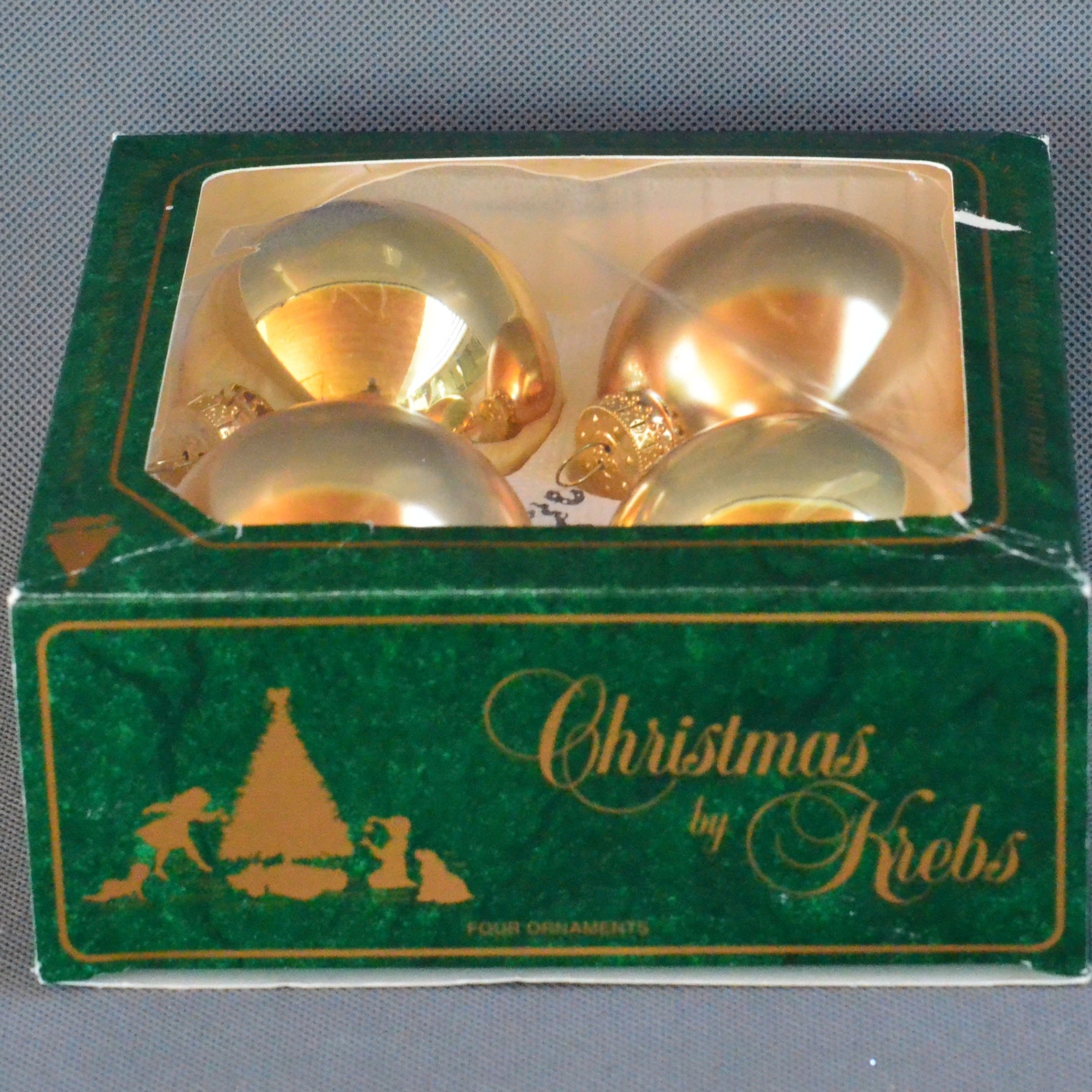 Set of 4 Christmas by Krebs Gold Tree Ornaments With Crowns - 2 3/4 ...