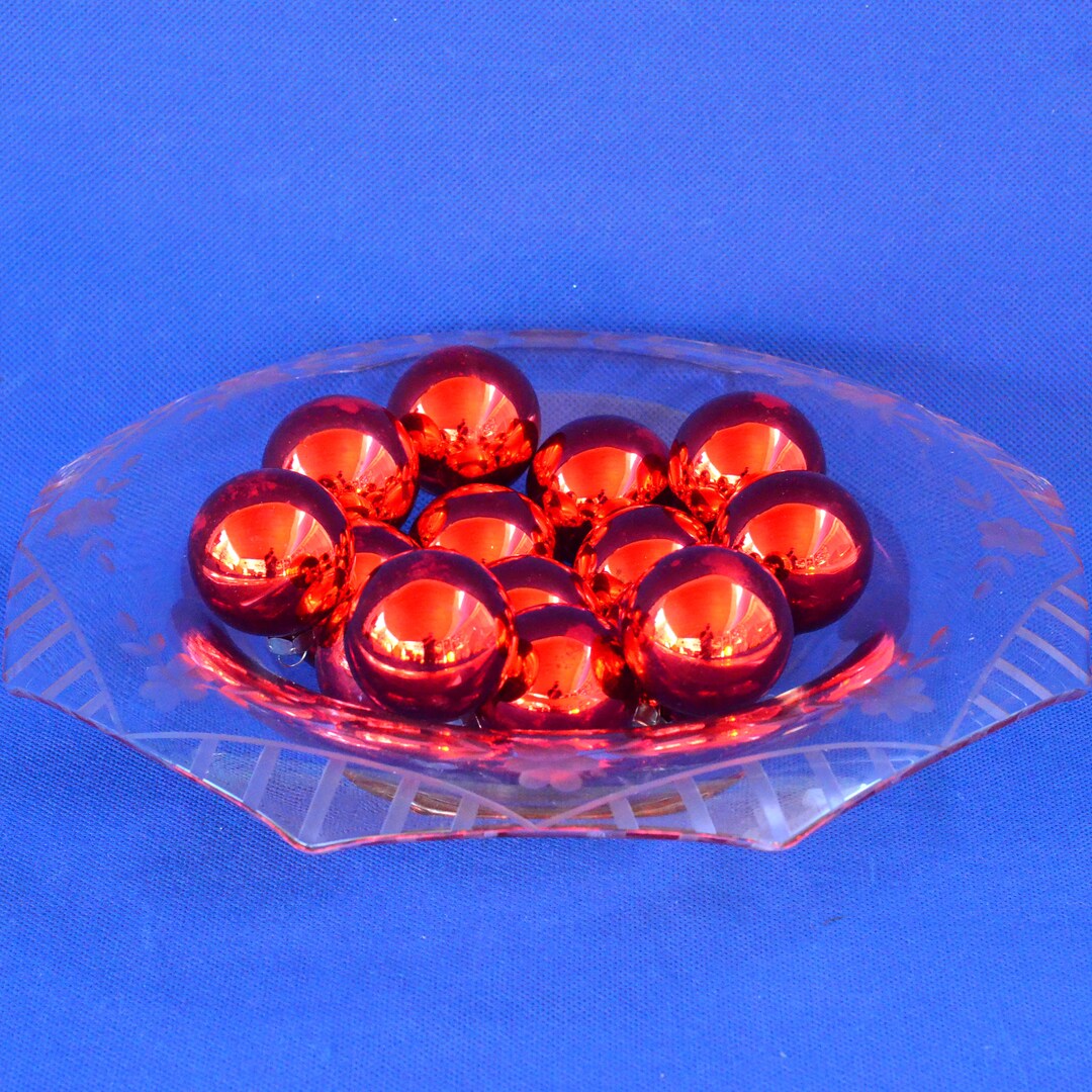 Holly Red Mercury Glass Christmas Ornaments - Set of 15 Small Globe or ...