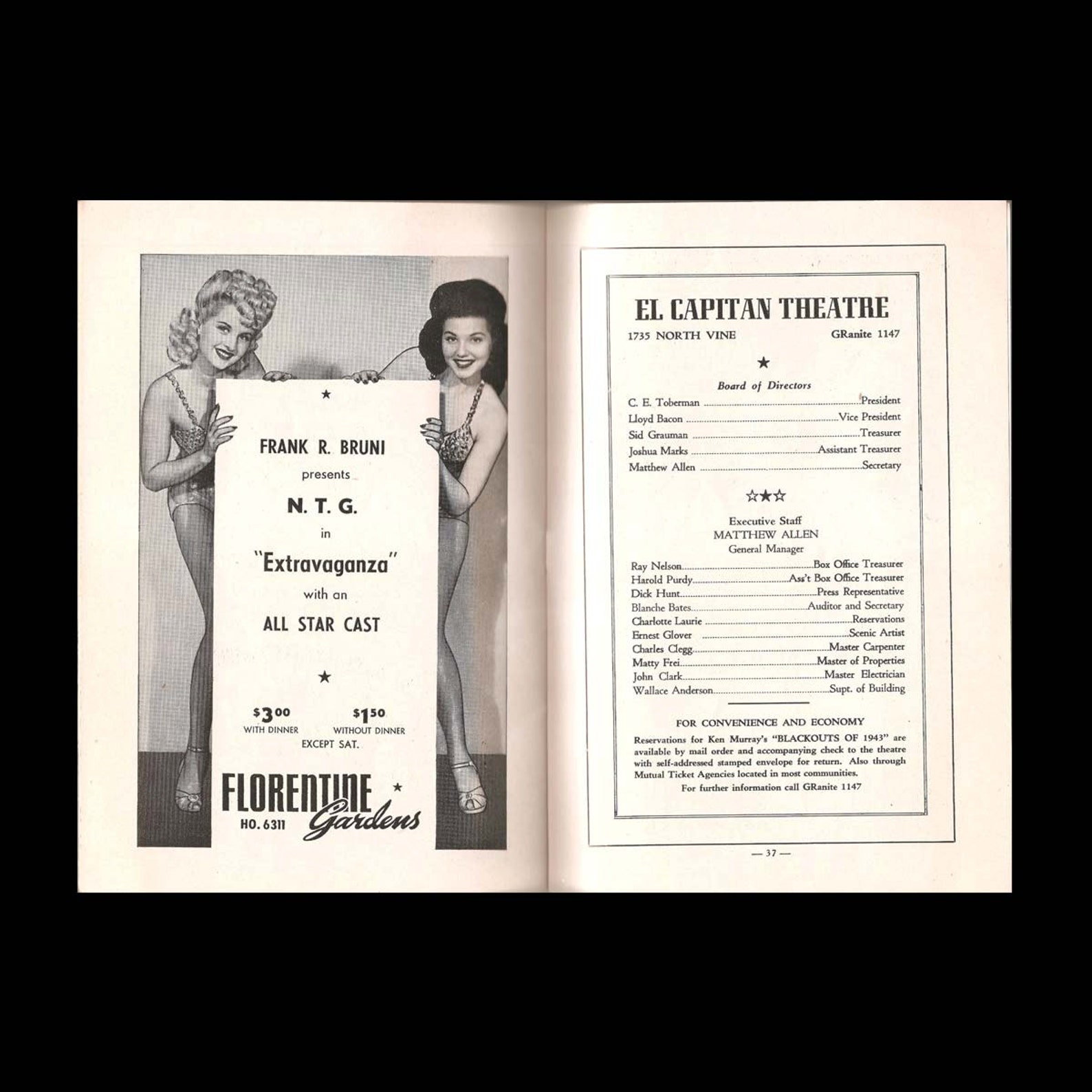 The Playgoer - Vintage Advertising Playbill Magazine for El Capitan ...