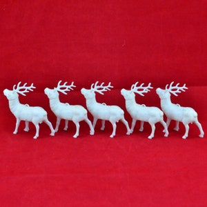 Mid-century Set of 5 White Reindeer - Molded Hard Plastic - Christmas ...