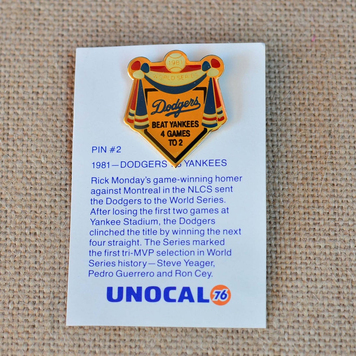 UNOCAL 76 Dodgers Vs. Yankees World Series LA Pin 2 1989 - Etsy
