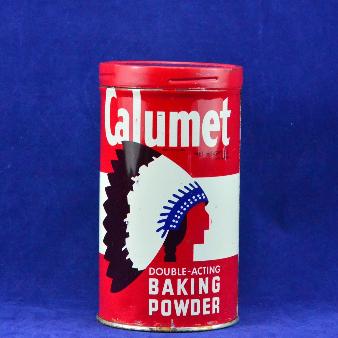 Mid-century Calumet Double Acting Baking Powder Tin Can - Twist Lid ...