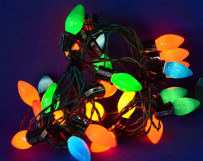 Vintage Multi-color Christmas Tree Indoor Outdoor Lights Set With ...