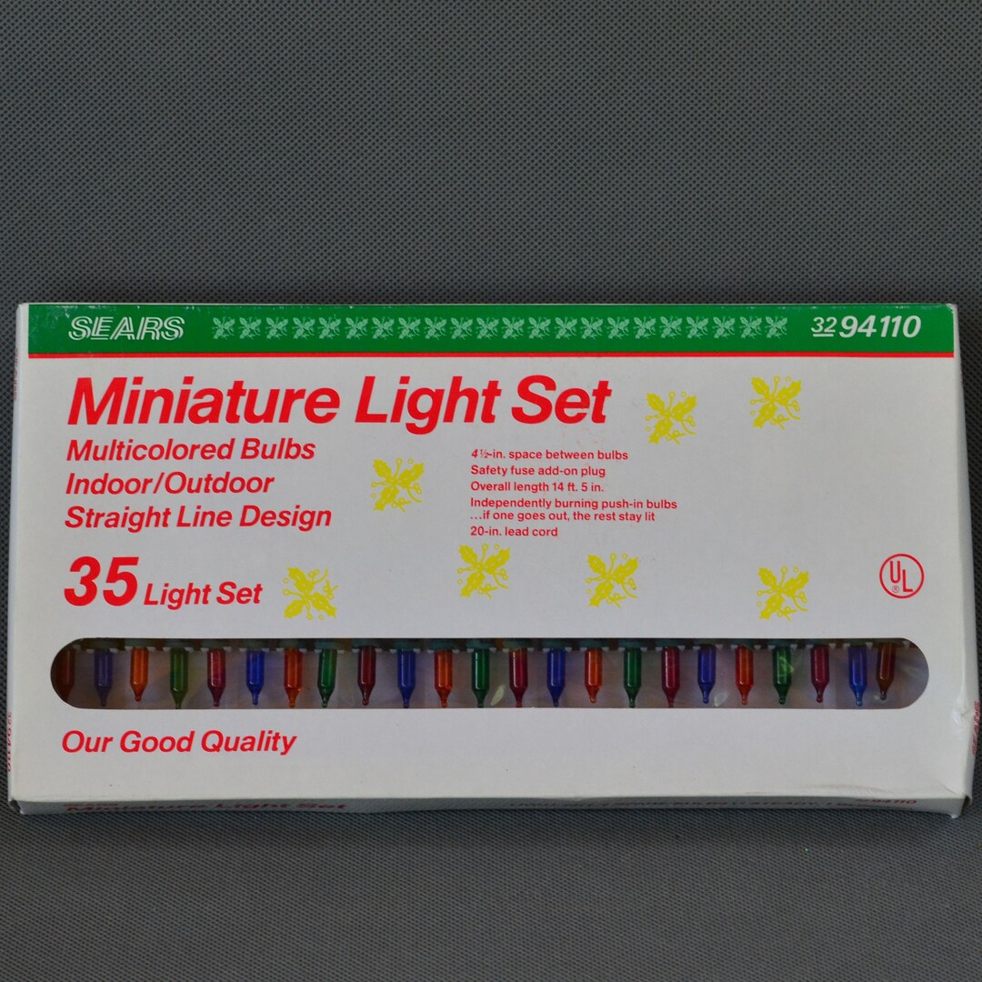 Vintage Sears Multicolored Miniature Christmas Tree 35 Light Set - Made ...