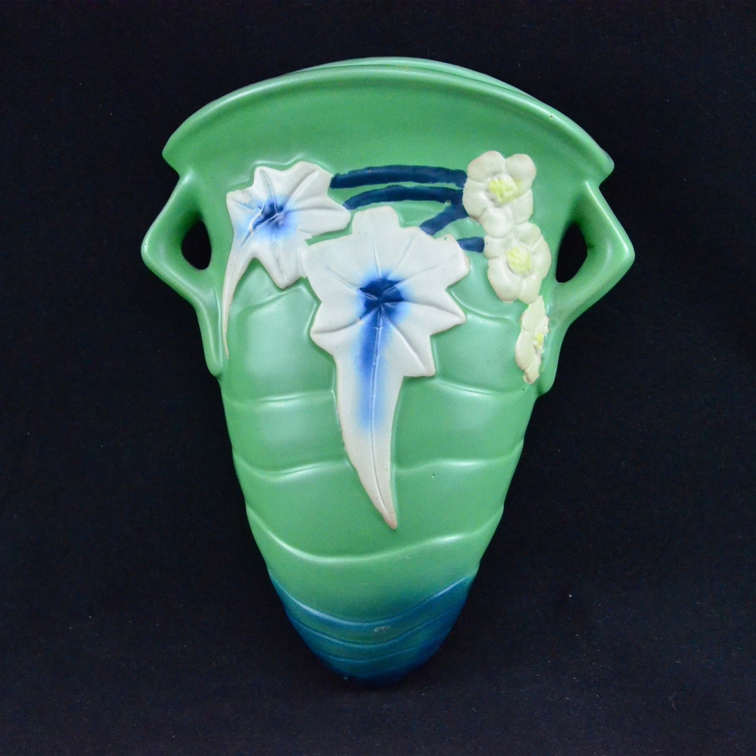 Reproduction Roseville Pottery Luffa Green Wall Pocket 1272-8 – Double ...