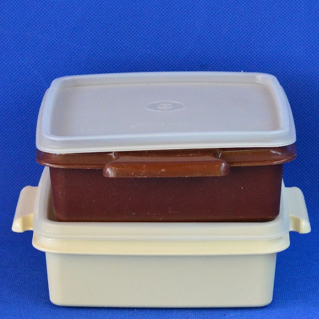 Set of 2 Vintage Tupperware Square A Way Sandwich Keepers in Brown ...
