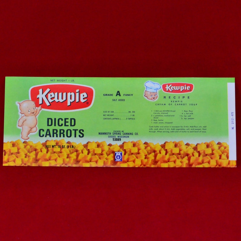 Kewpie Diced Carrots Can Label – Unused - Mammoth Spring Canning ...