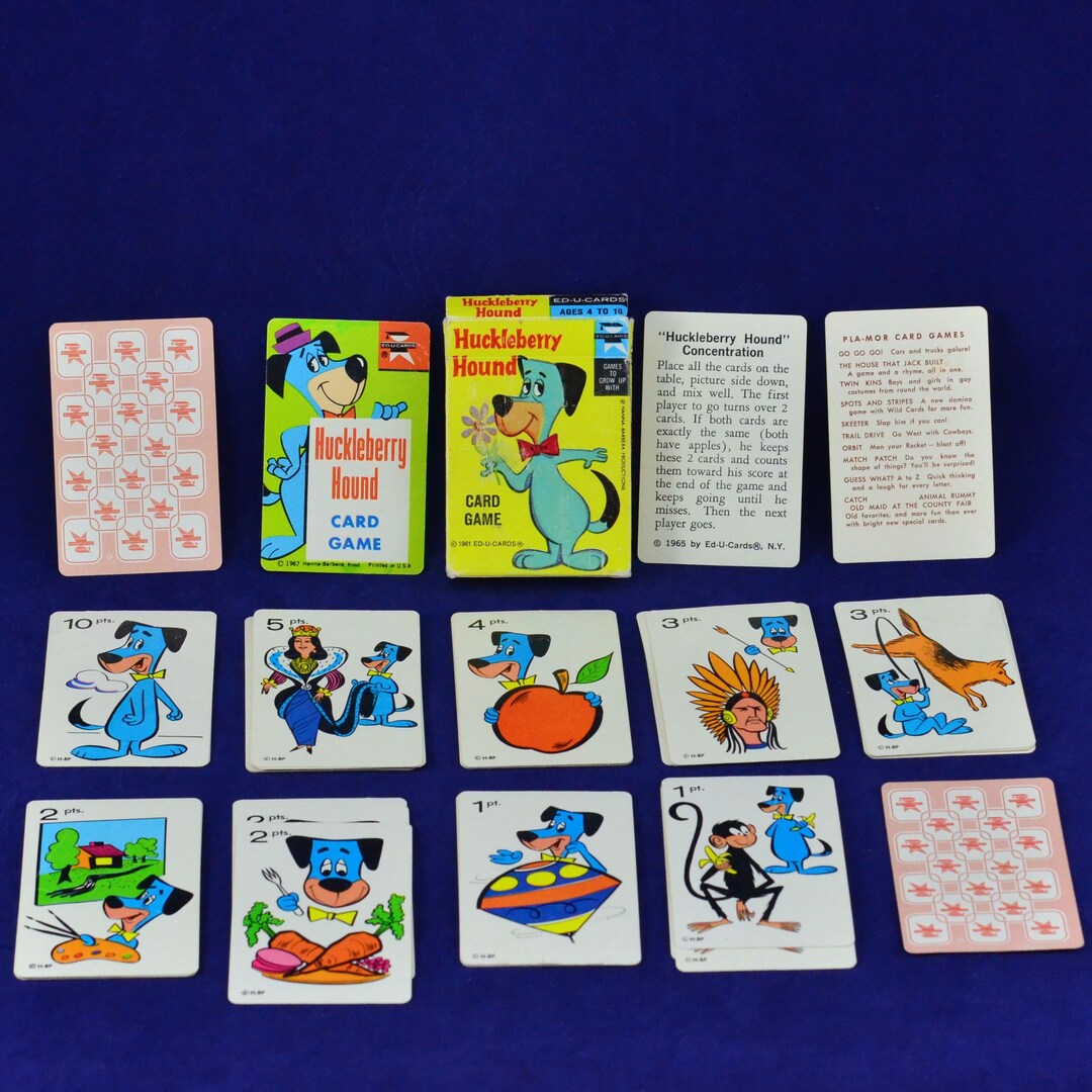Vintage 1967 Pla-mor Playing Card Huckleberry Hound Concentration Card ...