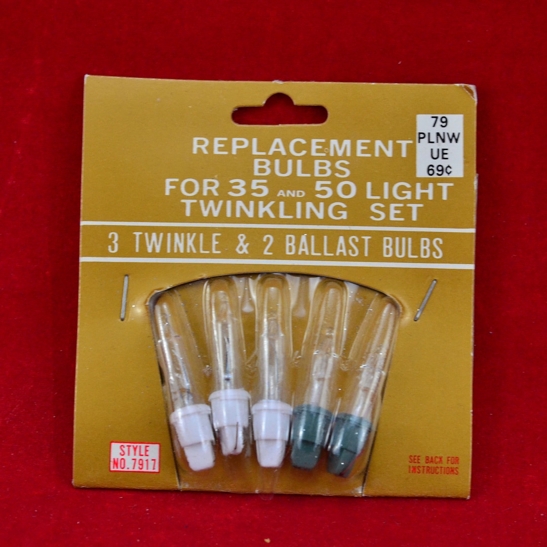 Vintage Miniature Replacement 3 Twinkle & 2 Ballast Bulbs for 35 and 50 ...