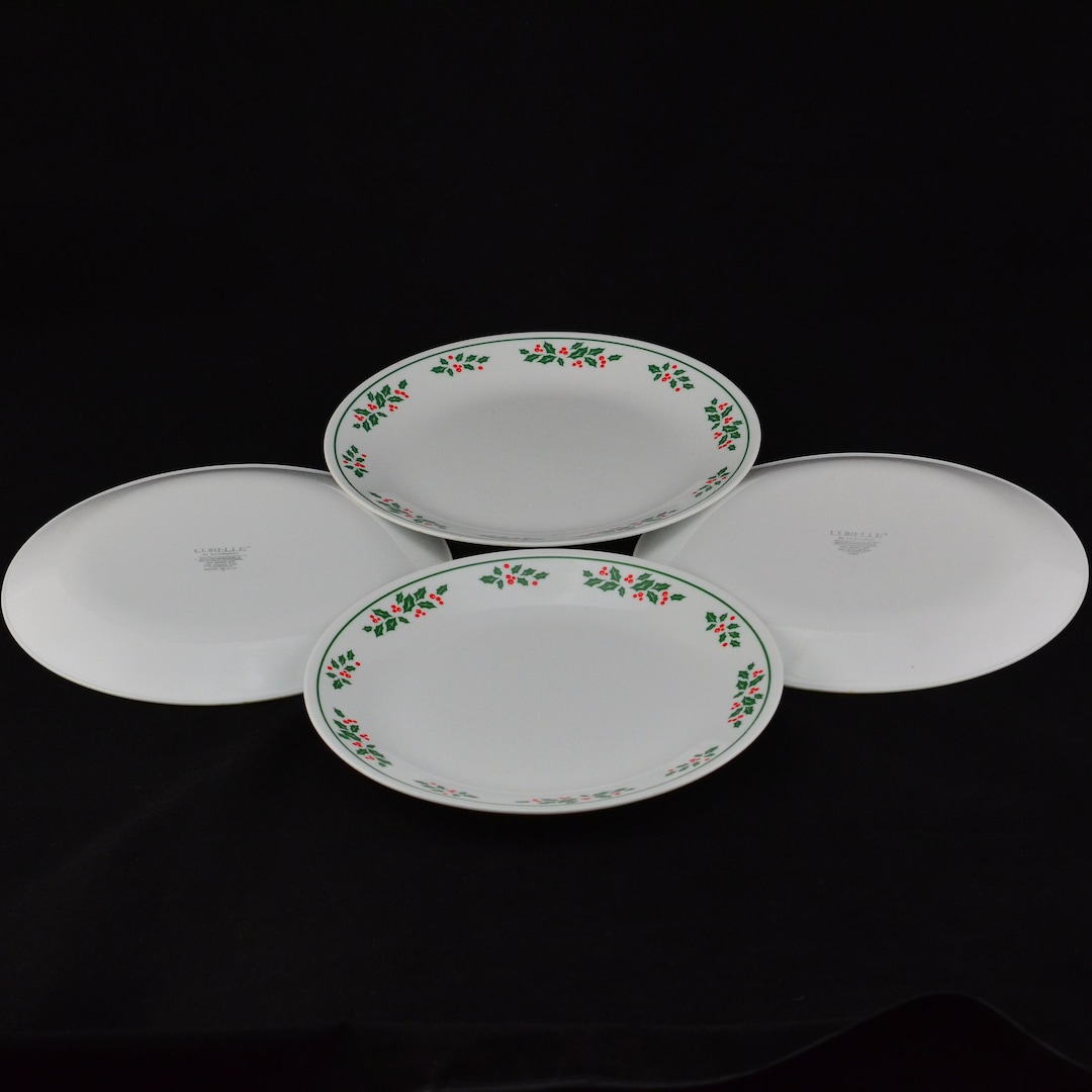 Corelle Winter Holly Days Christmas 10 Inch Dinner Plates by Corning ...