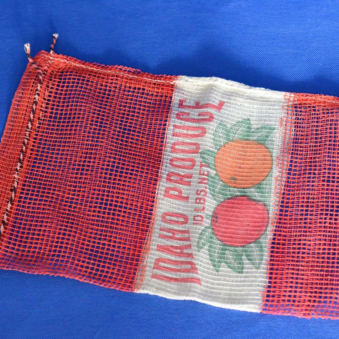 Idaho Produce 10 Pound Red Mesh Net Sack - Vintage Advertising - Sewing ...