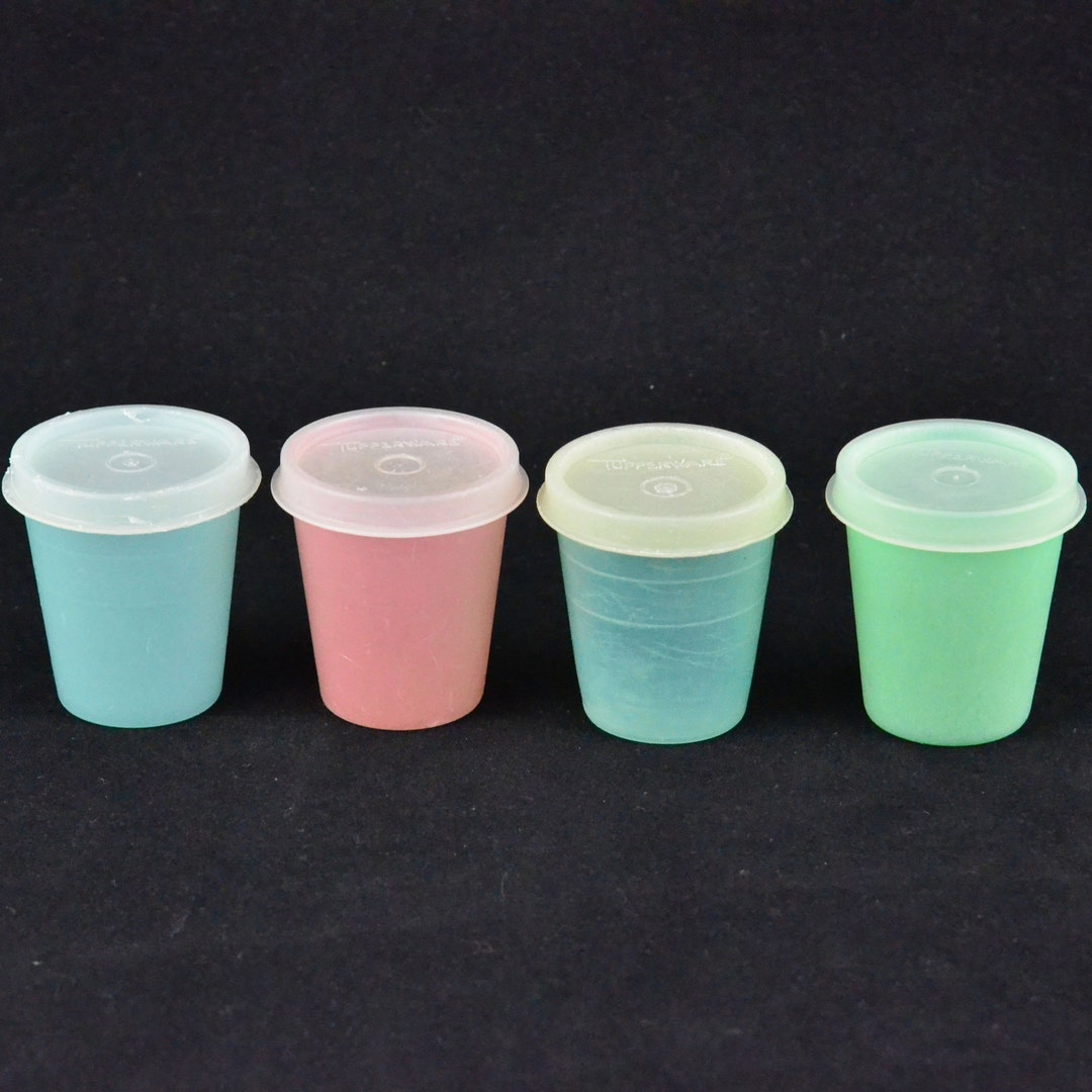 Set of 4 Vintage Tupperware Pastel Midget 2 Oz Condiment Cup Containers ...