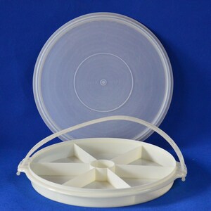White Tupperware Party Susan Divided Veggie Serving Dish/tray 405 With ...