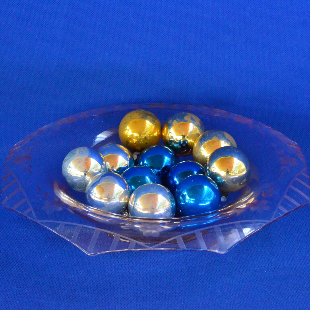 Vintage Pyramid Mercury Glass Christmas Tree Ornaments - Set of 12 ...