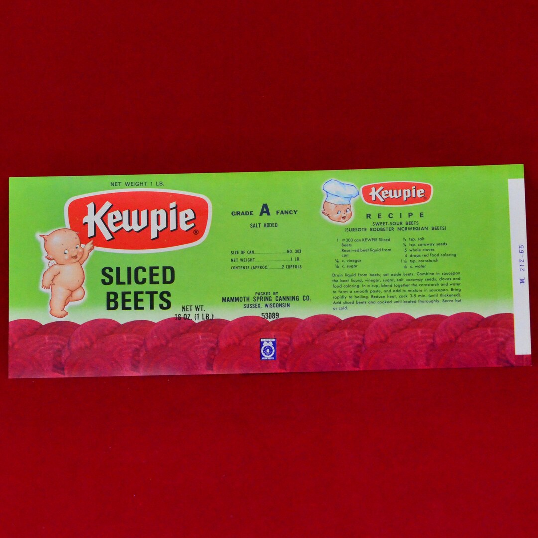 Kewpie Sliced Beets Can Label – Unused - Mammoth Spring Canning Company ...