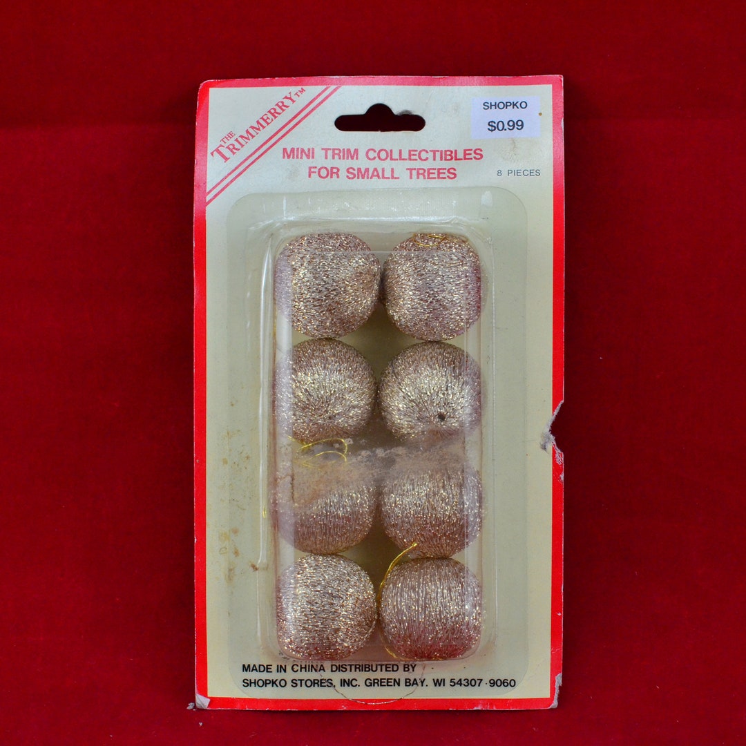 Set of 8 Mini Unbreakable Satin Gold Glitter Thread Wrapped Foam ...