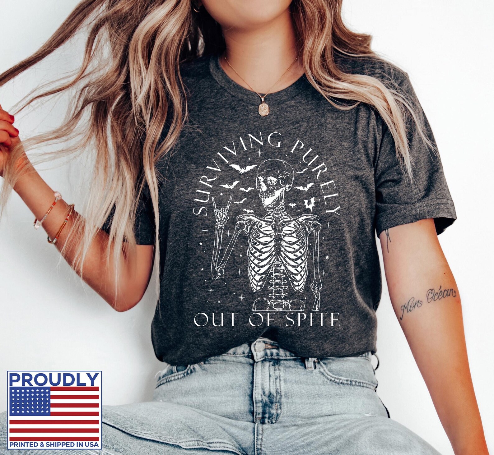 Surviving Purely Out of Spite Sweatshirt,funny Goth Celestial Skeleton ...