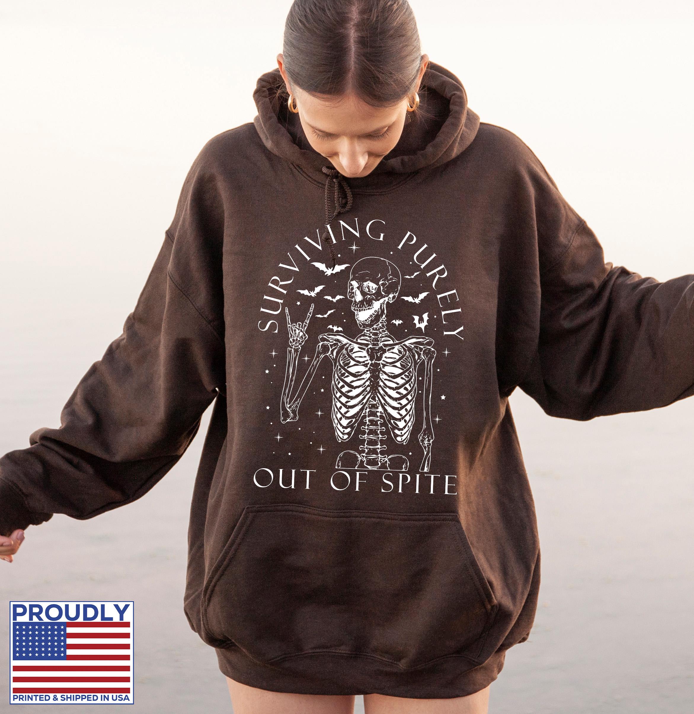 Surviving Purely Out of Spite Sweatshirt,funny Goth Celestial Skeleton ...