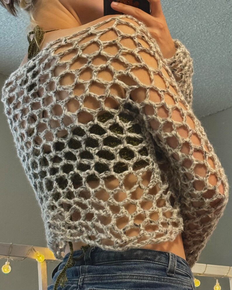 Crochet Open Front Mesh Cover up Sweater - Etsy