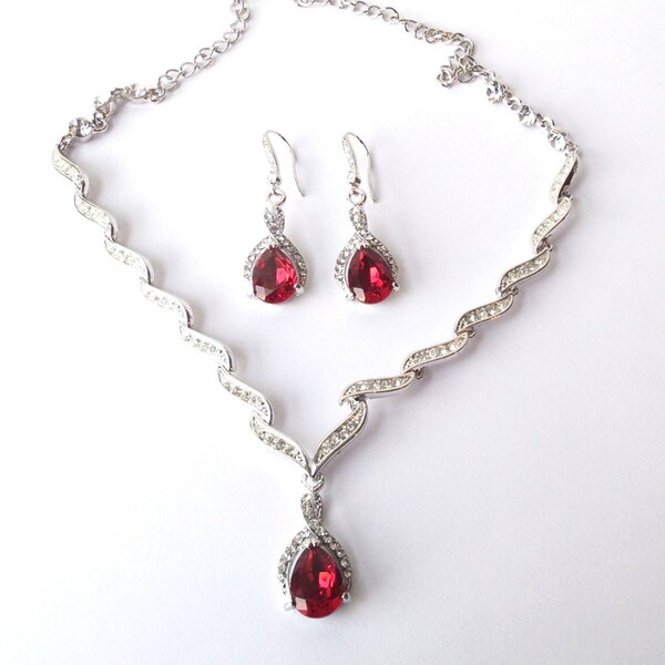 Red Jewelry Set - Etsy