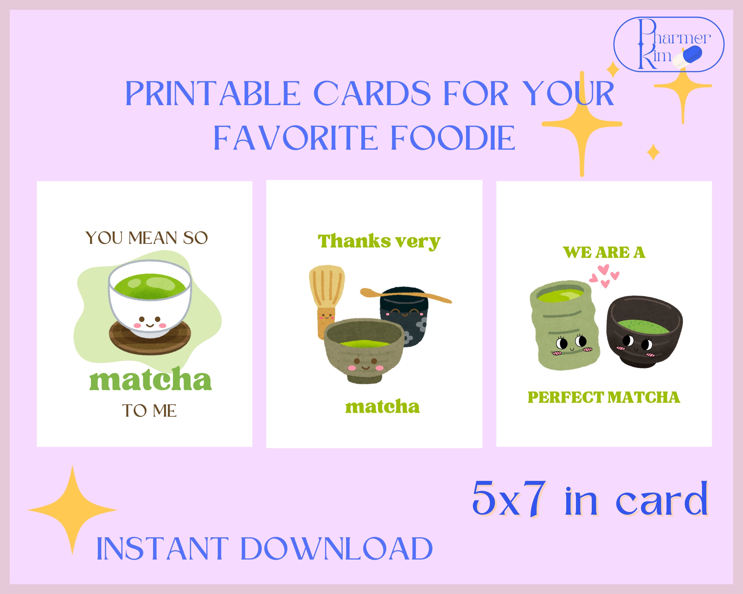 Matcha Themed Cards | PRINTABLE Anniversary, Thank You, and Birthday ...