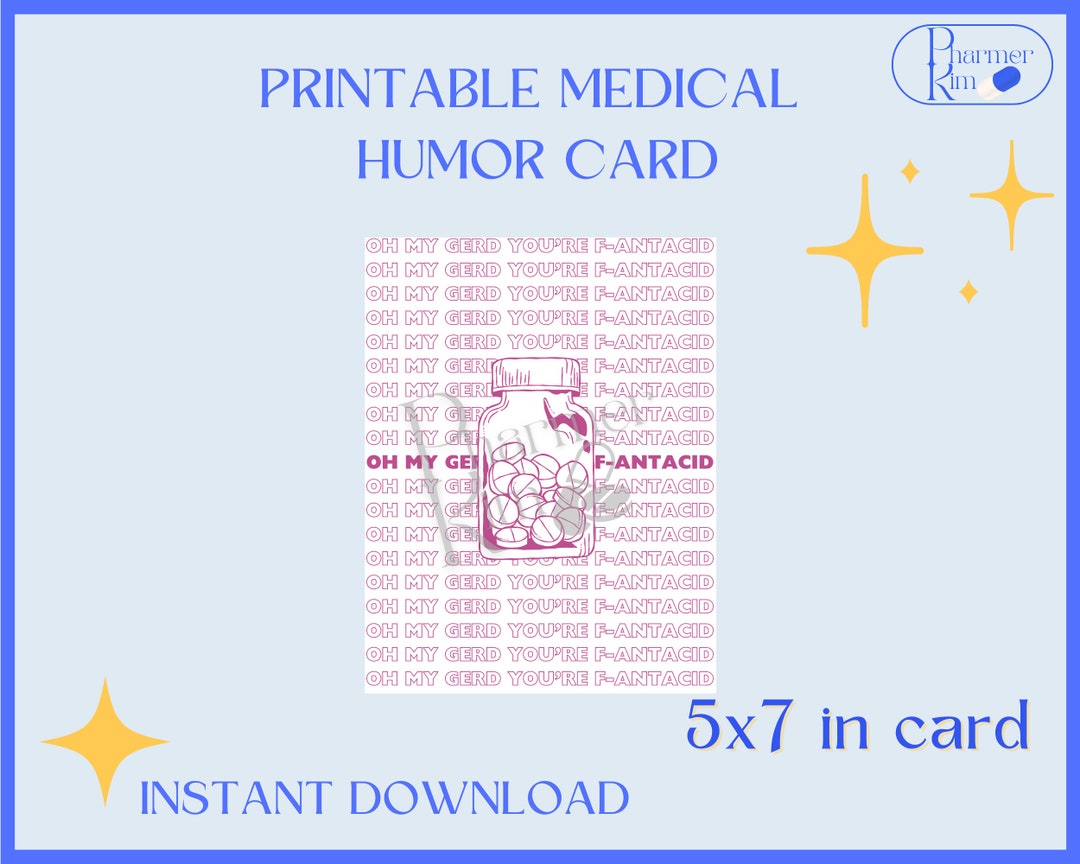 Funny Medical Pun Card: Oh My GERD, F-antacid (5x7, Printable) - Etsy