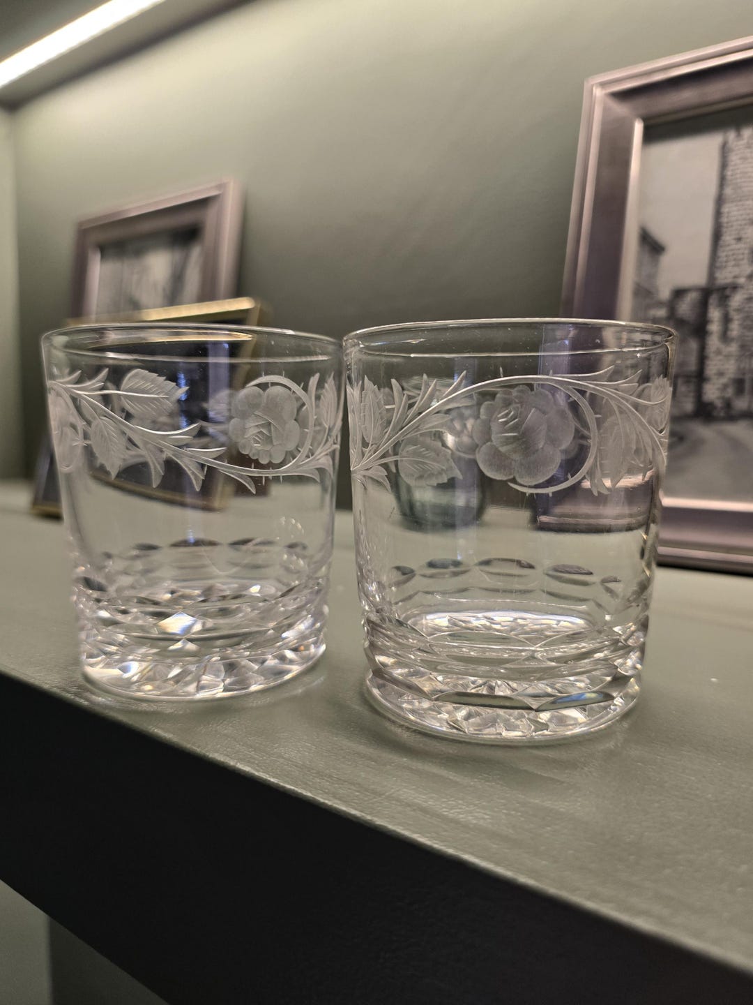 2 Stuart Crystal Rose and Thorne Whiskey Glasses Circa 1930 3 1/2" Rare ...