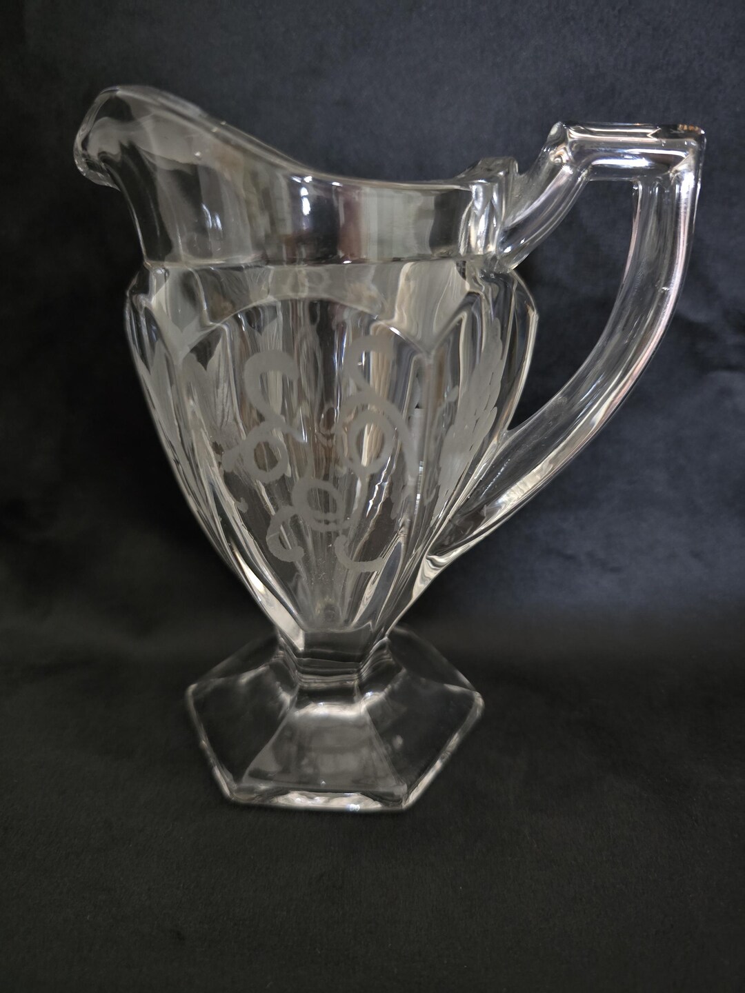 Depression Glass Jug 5 1/2" in Height Etched Grapevine - Etsy