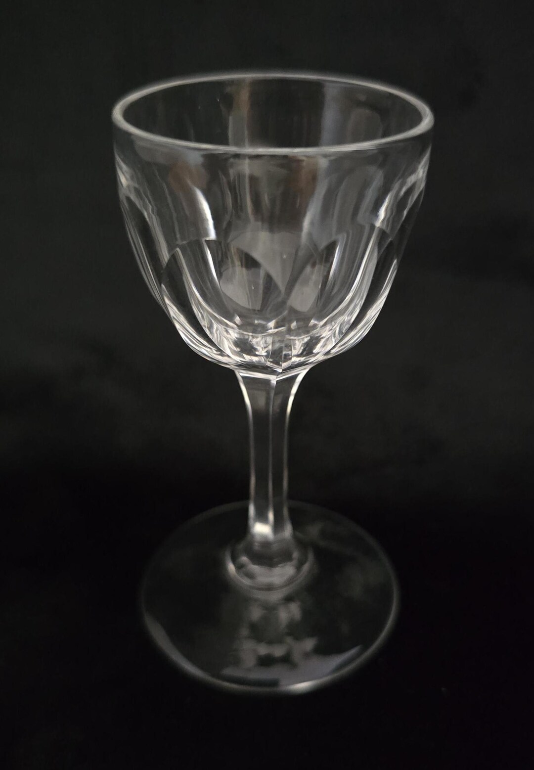 Victorian Era Dwarf Cordial Glass Petal Cut Bowl Over Hexagonal Stem 3 ...