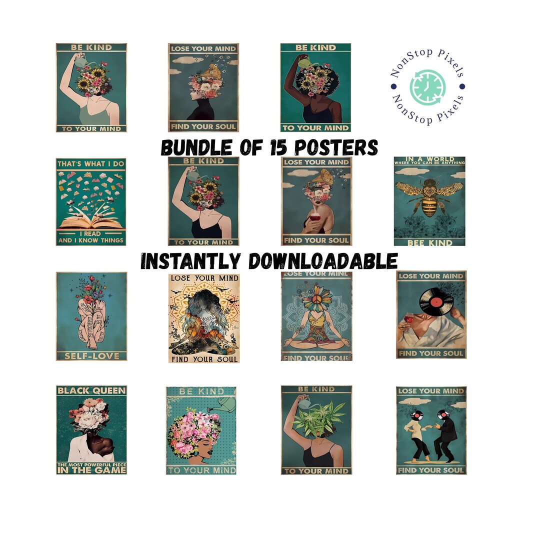 Bundle of 15 Vintage Retro Music Posters - Digital Download, Vintage ...