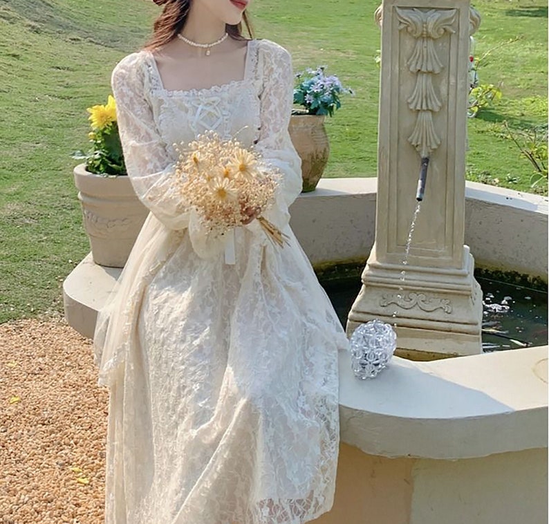 Vintage Tea Break Lace Fairy Dress, Corset Dress, French Princess Dress ...