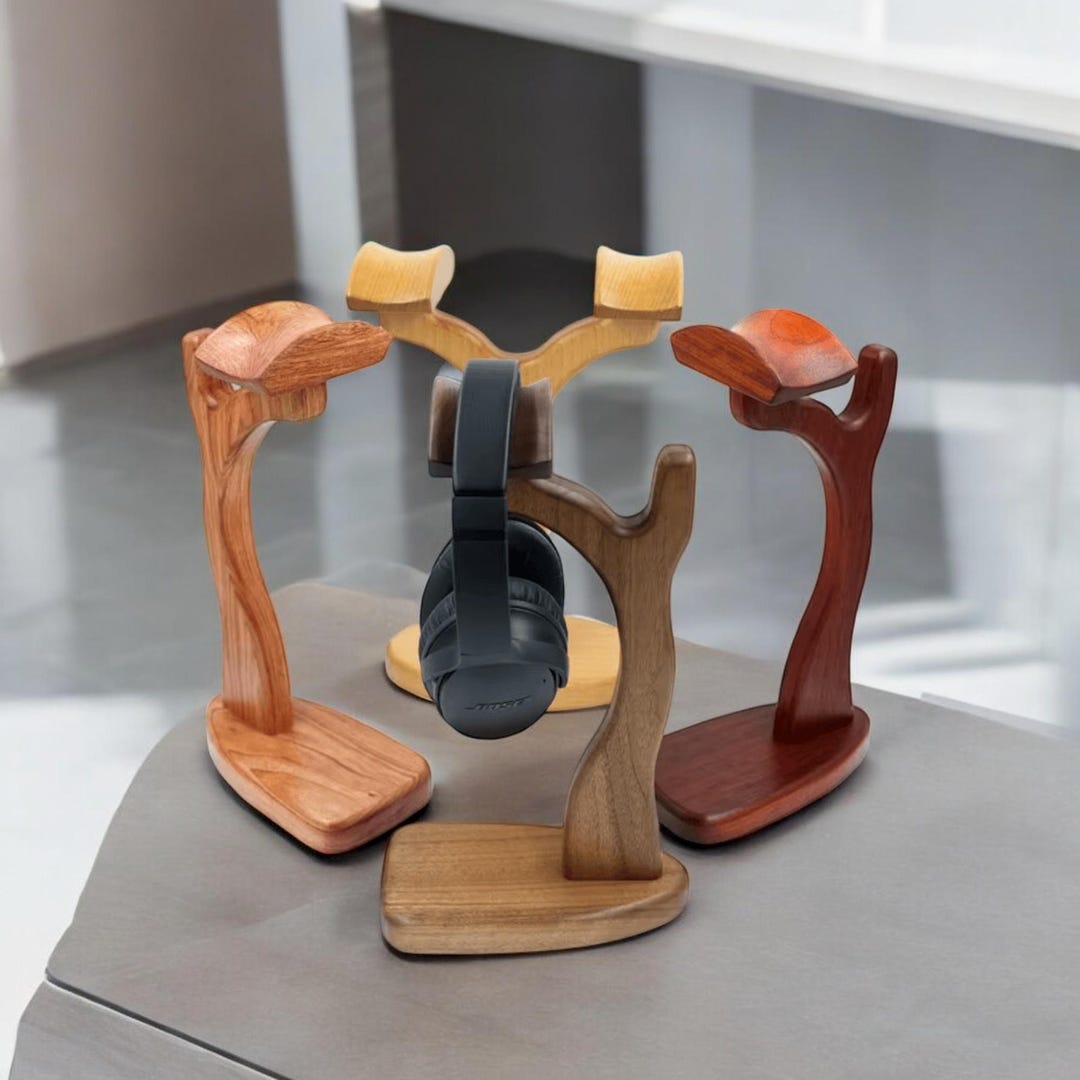 Wood Headphone Stand Walnut Wood Headphone Holder Beech Wood Headset ...