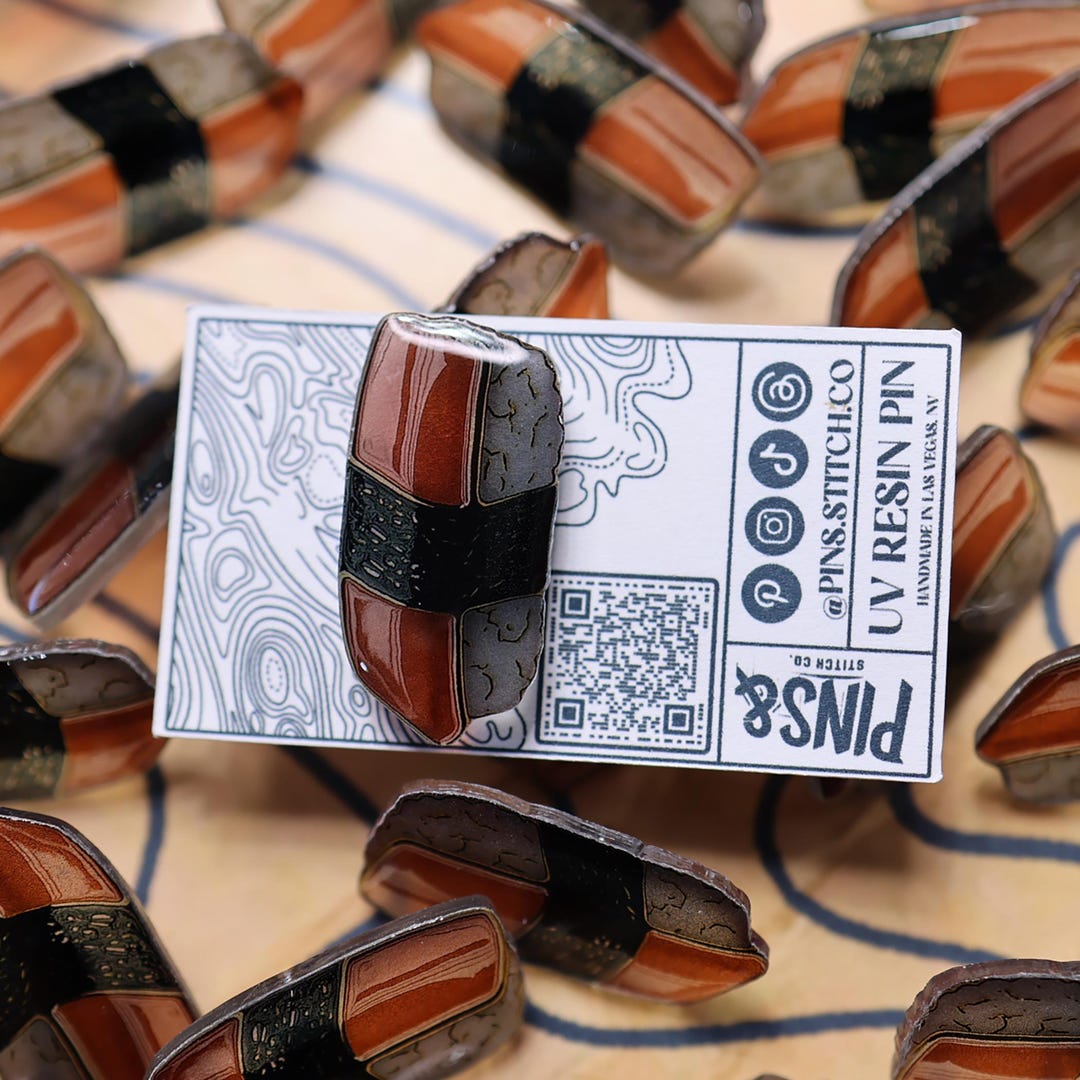 Spam Musubi UV Resin Pin Handmade Custom Food Lapel Pin, Personalized Spam Sushi Gift, Cute ...