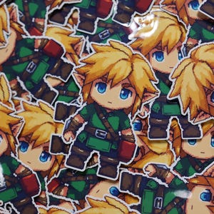 Pixelated Link Glossy Sticker, Custom Legend of Zelda Inspired Gift ...