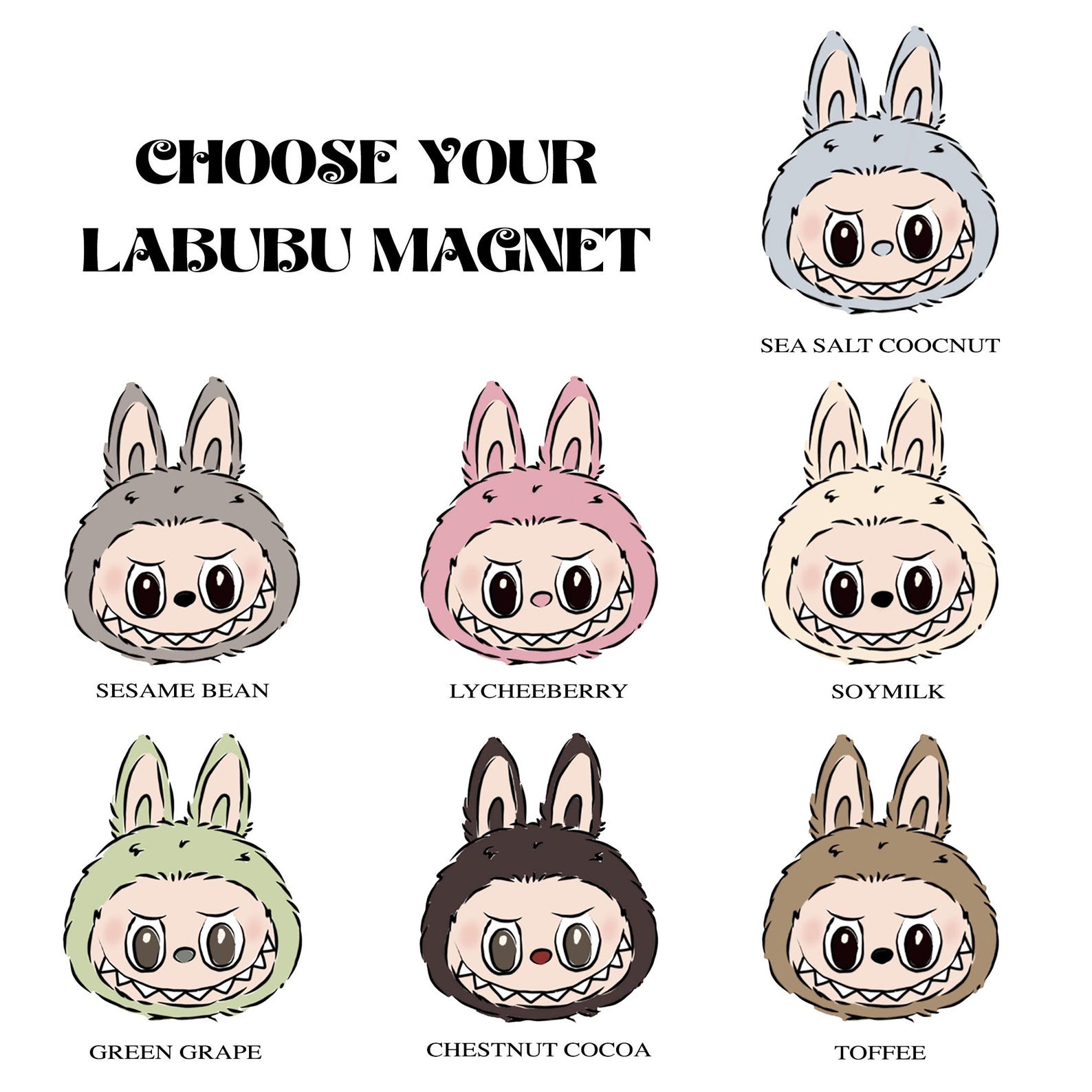 Personalized Custom Glossy Labubu-themed Magnets Featuring 7 Unique ...