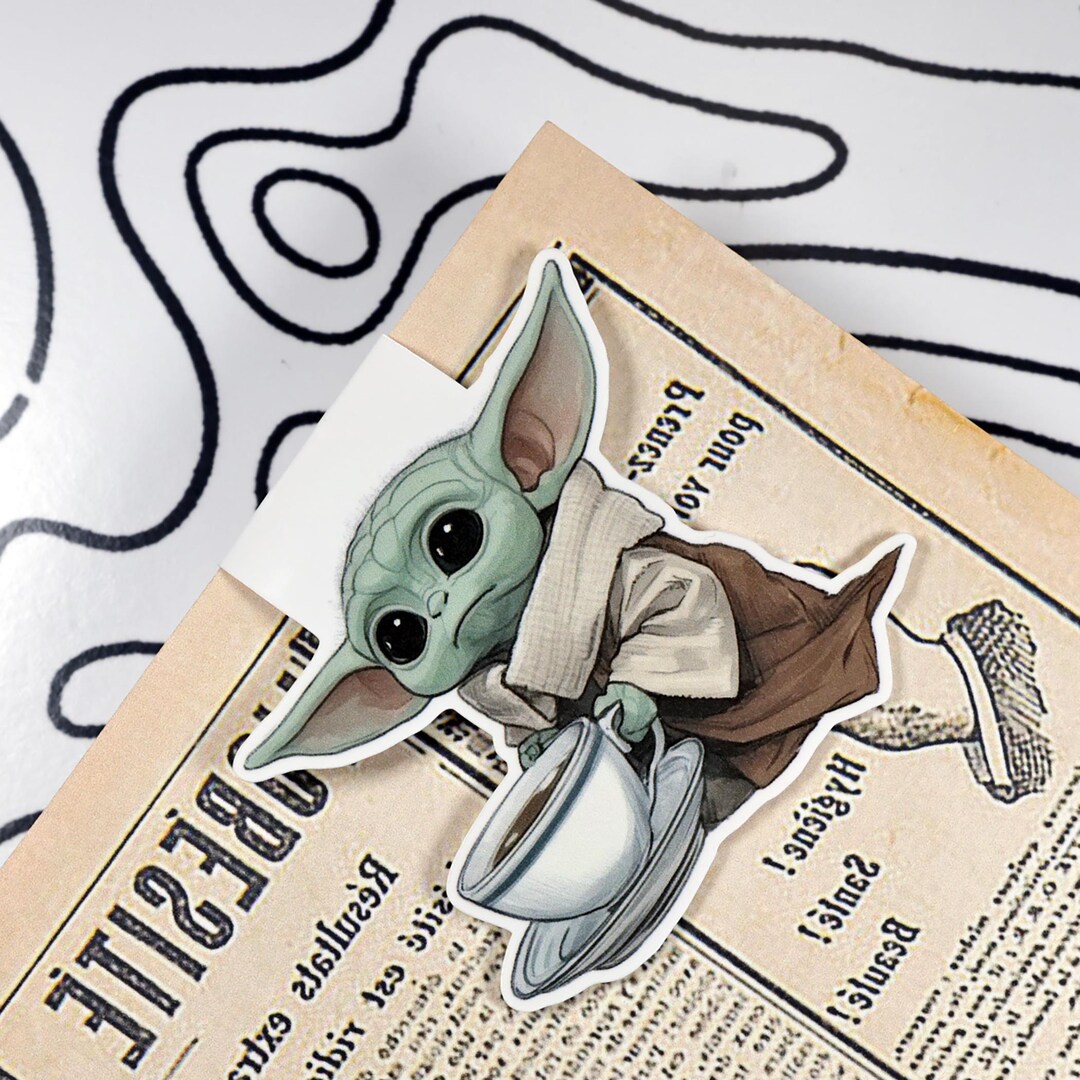 Grogu Coffee Magnetic Bookmark, Star Wars Page Marker, Baby Yoda Gift ...