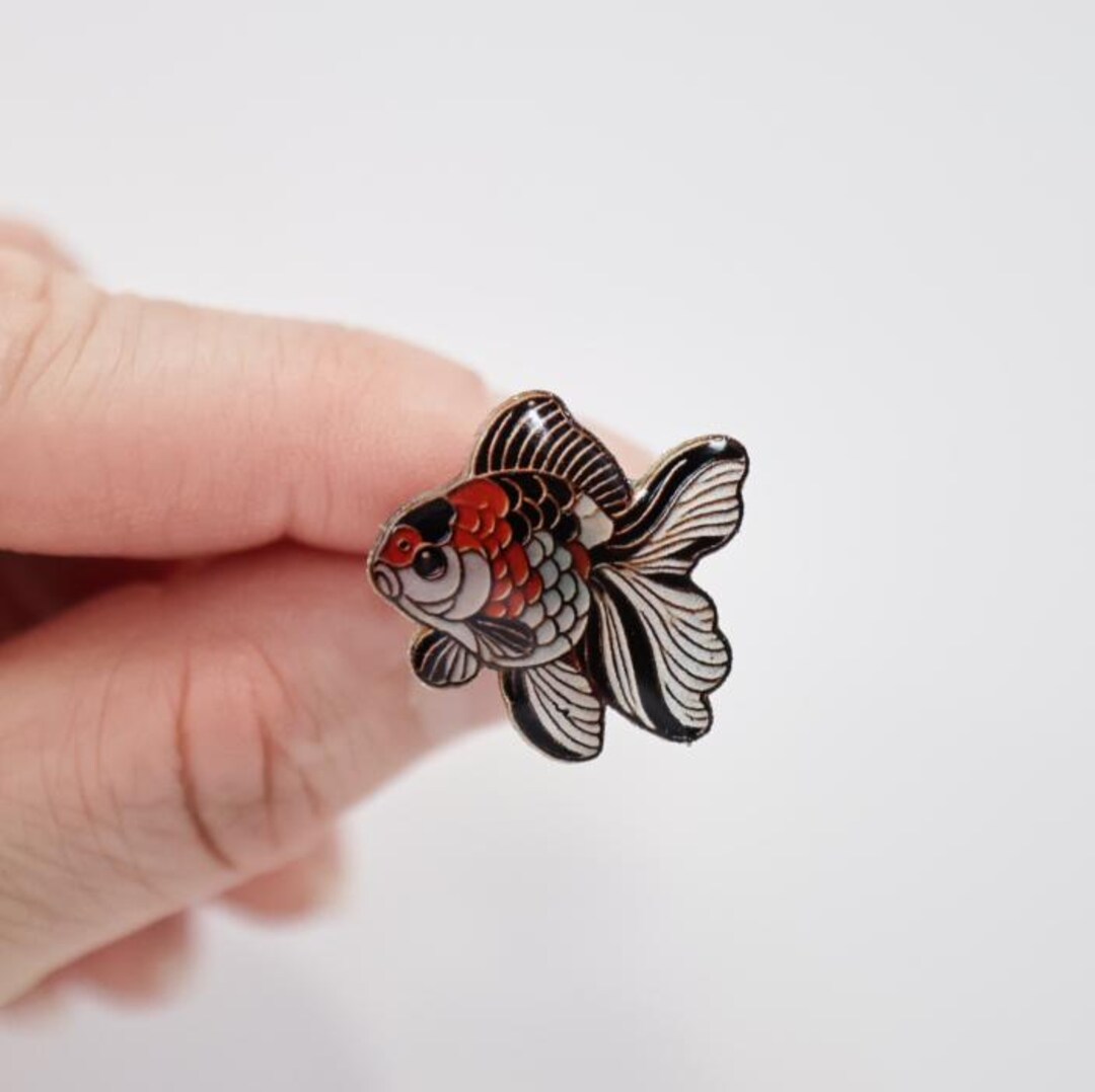 Goldfish UV Resin Pin, Intricate and Elegant Aquatic Lapel Pin, Unique ...