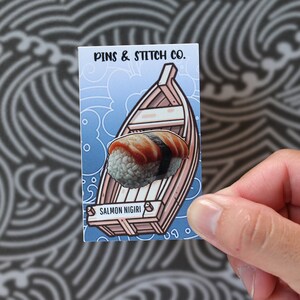 Salmon Nigiri Sushi Resin Pin Realistic Kawaii Acrylic Sushi Art ...