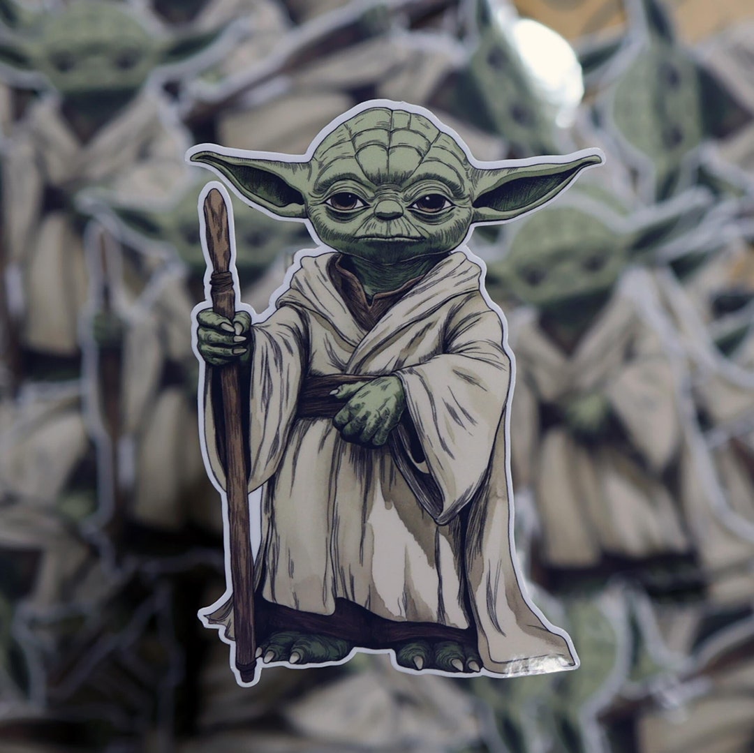 Yoda Glossy Vinyl Sticker Handmade Star Wars Character, Custom Jedi ...