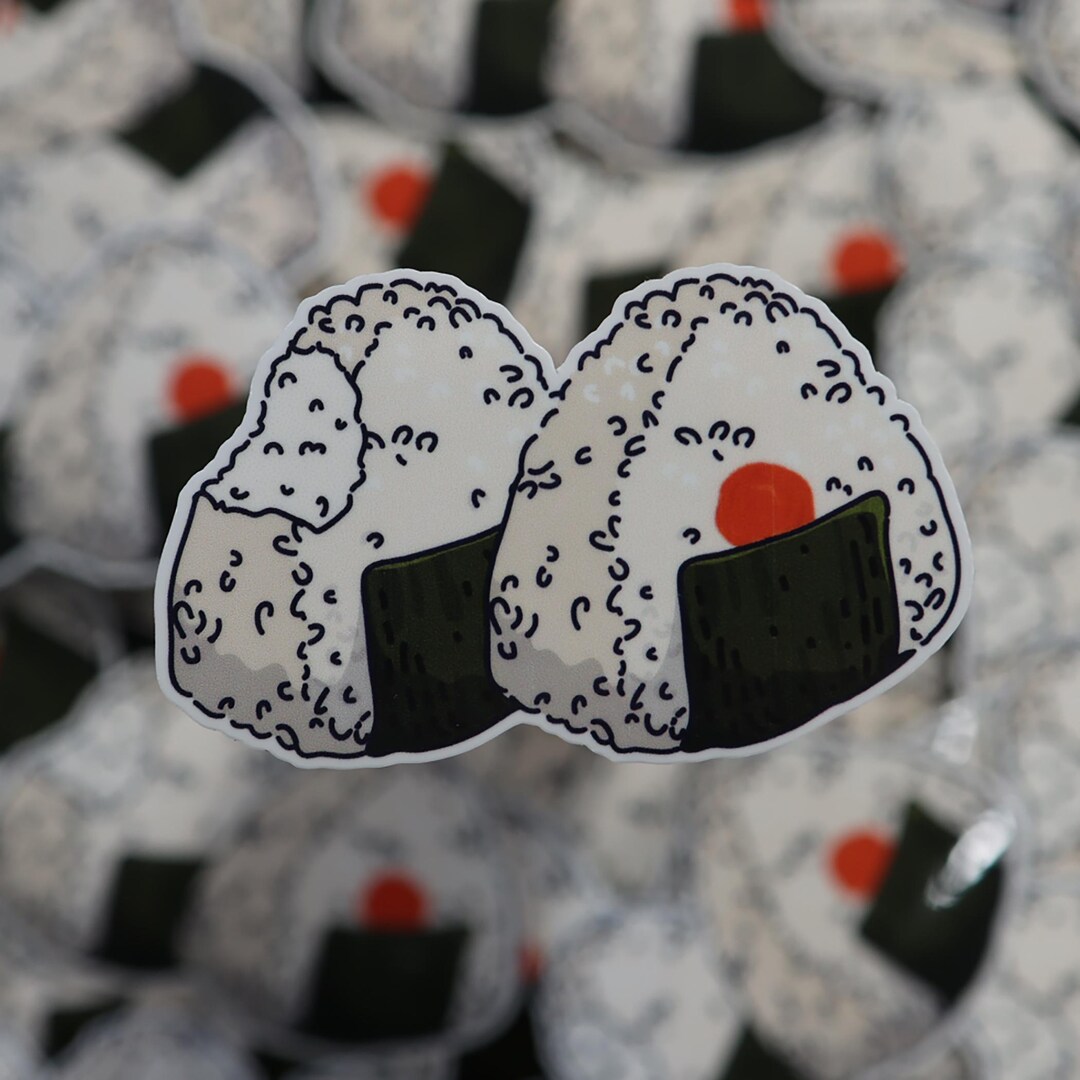 Ume Onigiri Illustration Sticker Japanese Rice Ball With Nori ...