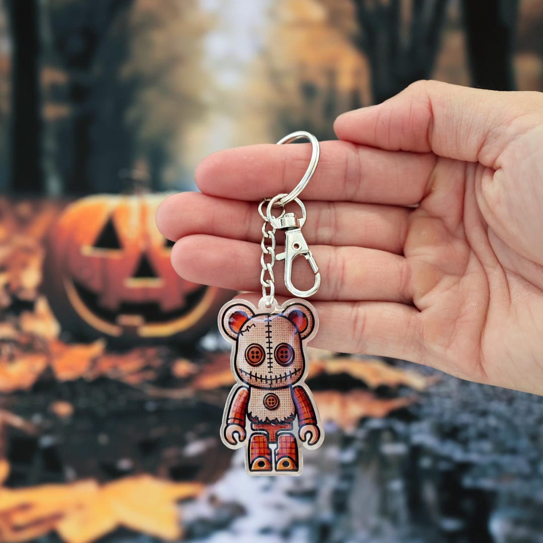 Trick 'r Treat Keychain, Inspired Bearbrick UV Resin Bear Charm With ...