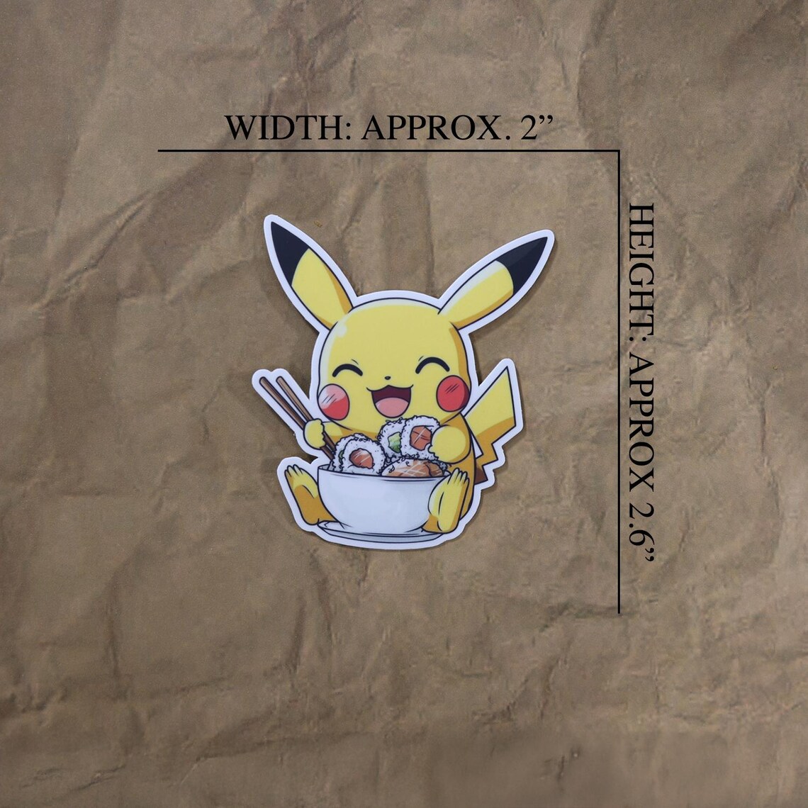 Pikachu Sticker Pikachu Eating Sushi Sticker Custom, Handmade ...