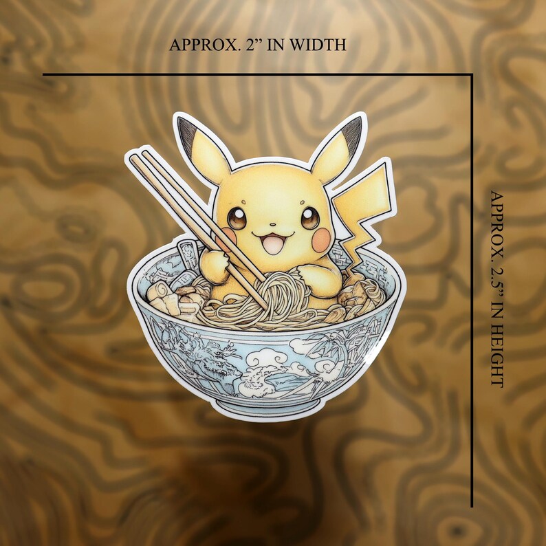 Pikachu in a Ramen Bowl Glossy Vinyl Sticker Handmade Custom Anime ...