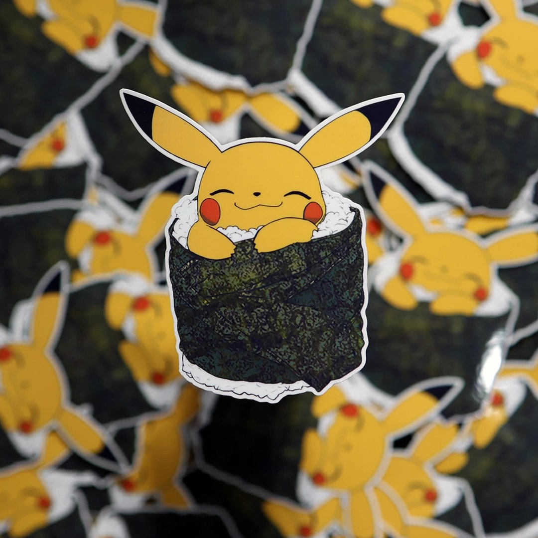 Pikachu Teka Maki Sushi Roll Vinyl Sticker Handmade Custom Pokémon Gift ...