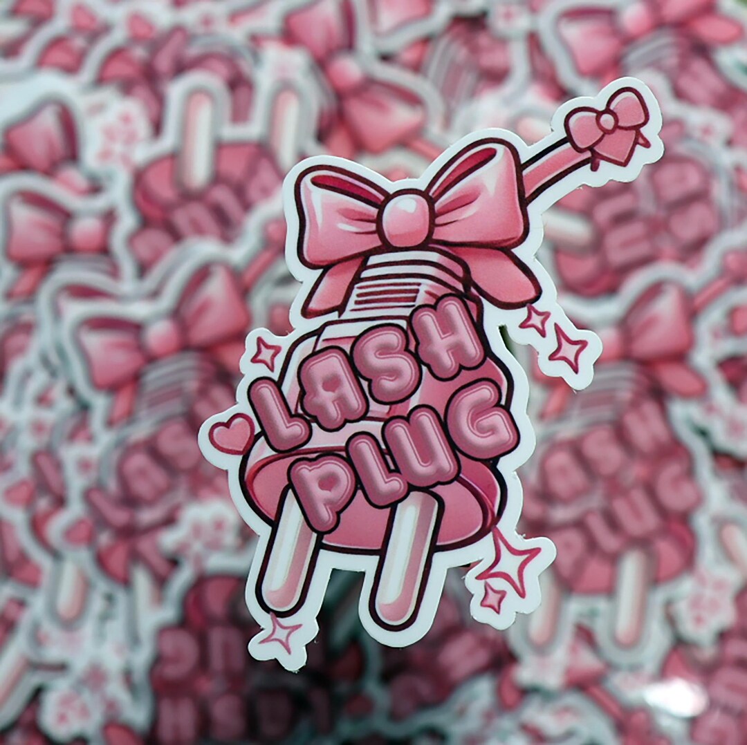 Pink Lash Plug Sticker Handmade Custom Glossy Vinyl Decal Personalized ...